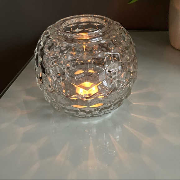 Homco | Accents | Vintage Clear Glass Globe Fairy Light Candle Holder ...